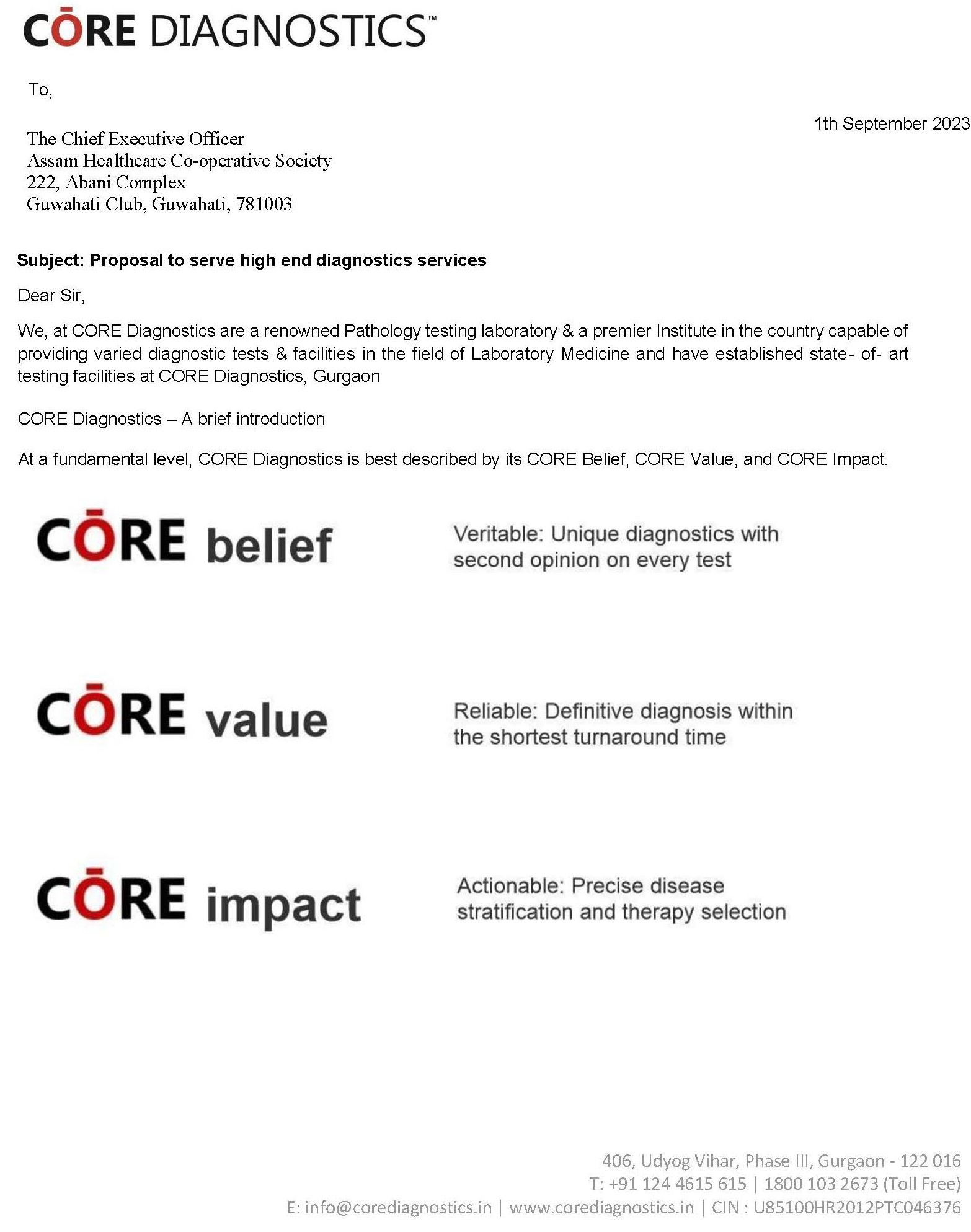 CORE Diagnostics – Assam Healthcare Cooperative